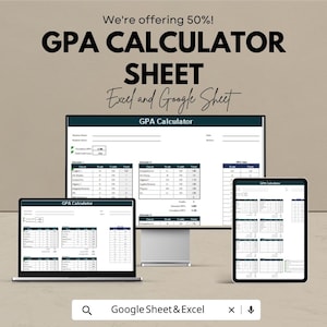 GPA Calculator Sheet | Excel and Google Sheet Template | Track Grades & Calculate GPA ...