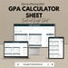 GPA Calculator Sheet | Excel and Google Sheet Template | Track Grades ...
