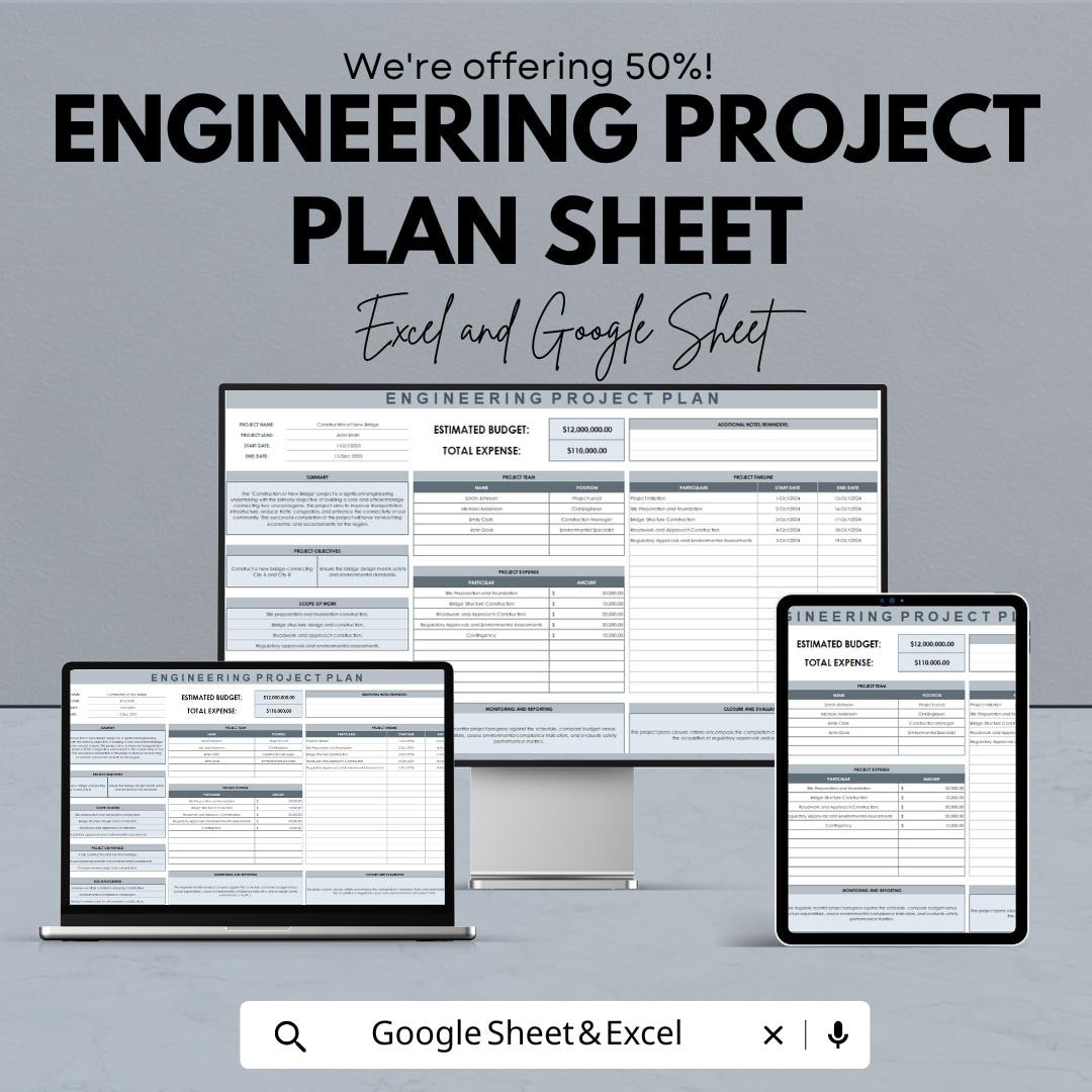 Engineering Project Plan Sheet | Excel & Google Sheets Template ...