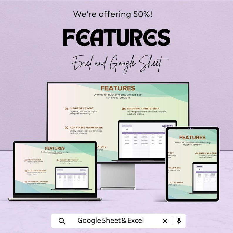 Workers Sign Out Sheet - Excel & Google Sheets Template | 50% off ...