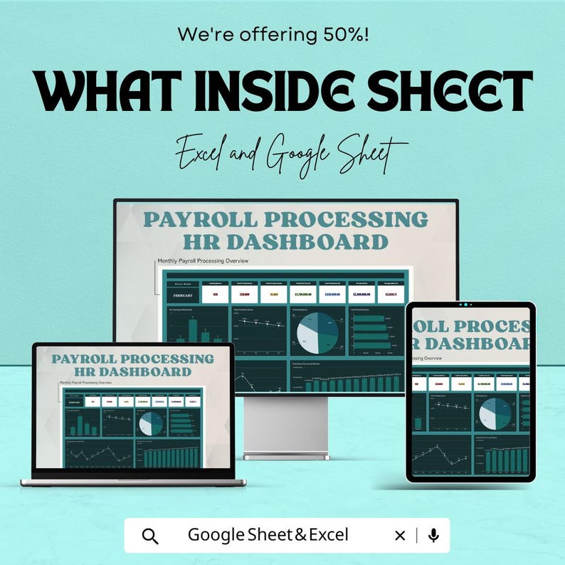 Payroll Processing HR Dashboard Sheet - Excel & Google Sheets Template ...