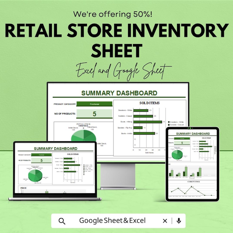 Retail Store Inventory Sheet - Excel & Google Sheets Template - Track ...