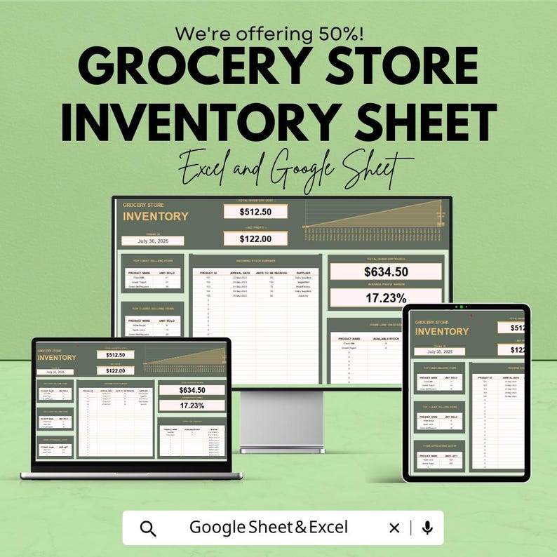 Grocery Store Inventory Template - Track Stock, Sales, and Profit With ...