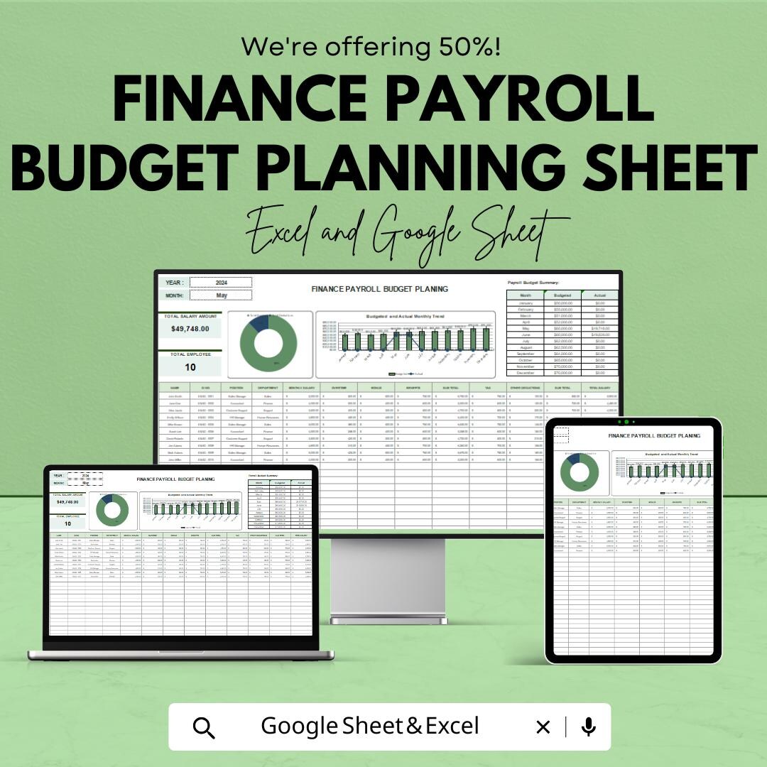 Finance Payroll Budget Planning Sheet - Google Sheet Template | Budget ...
