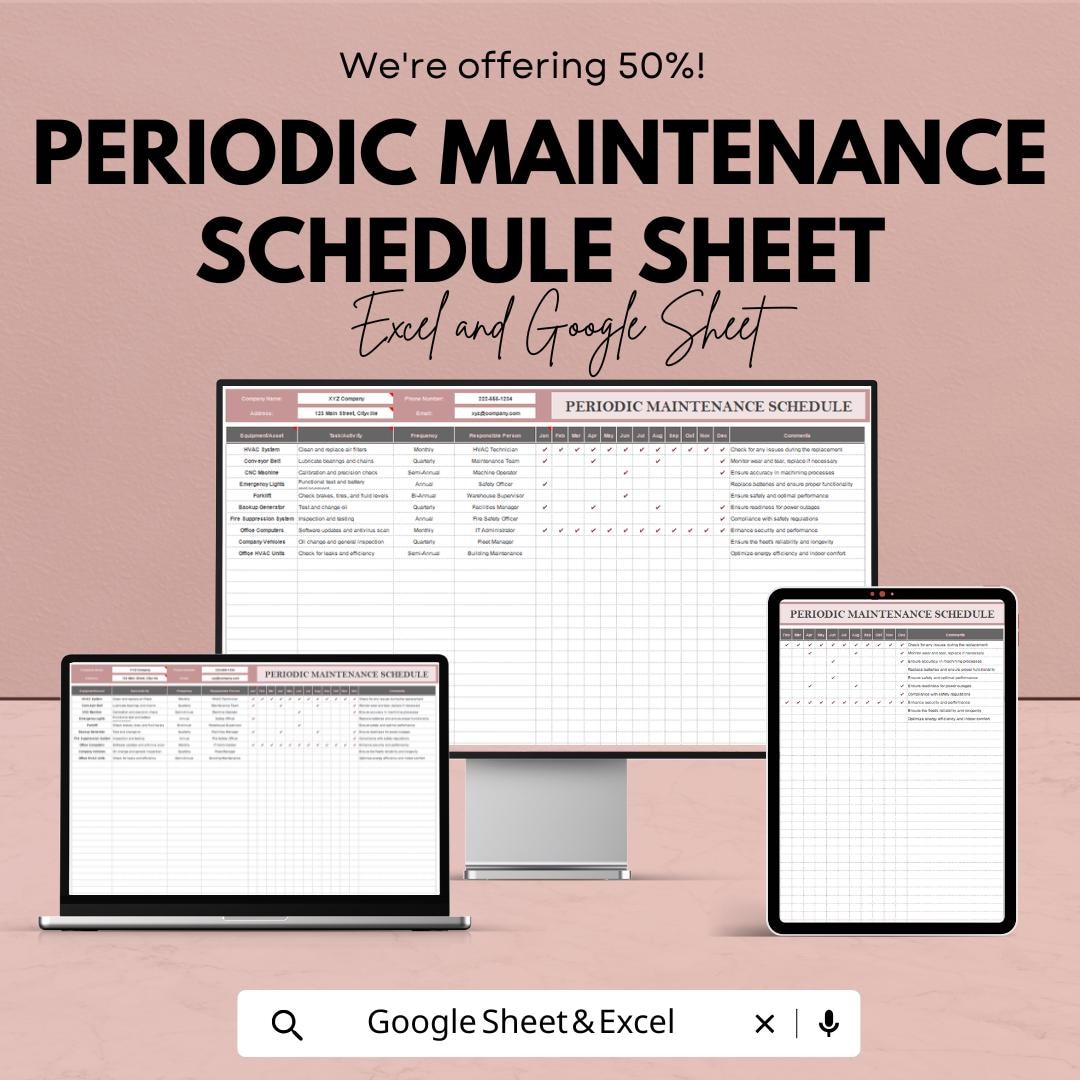 Periodic Maintenance Schedule Sheet - Google Sheets Template - Track ...