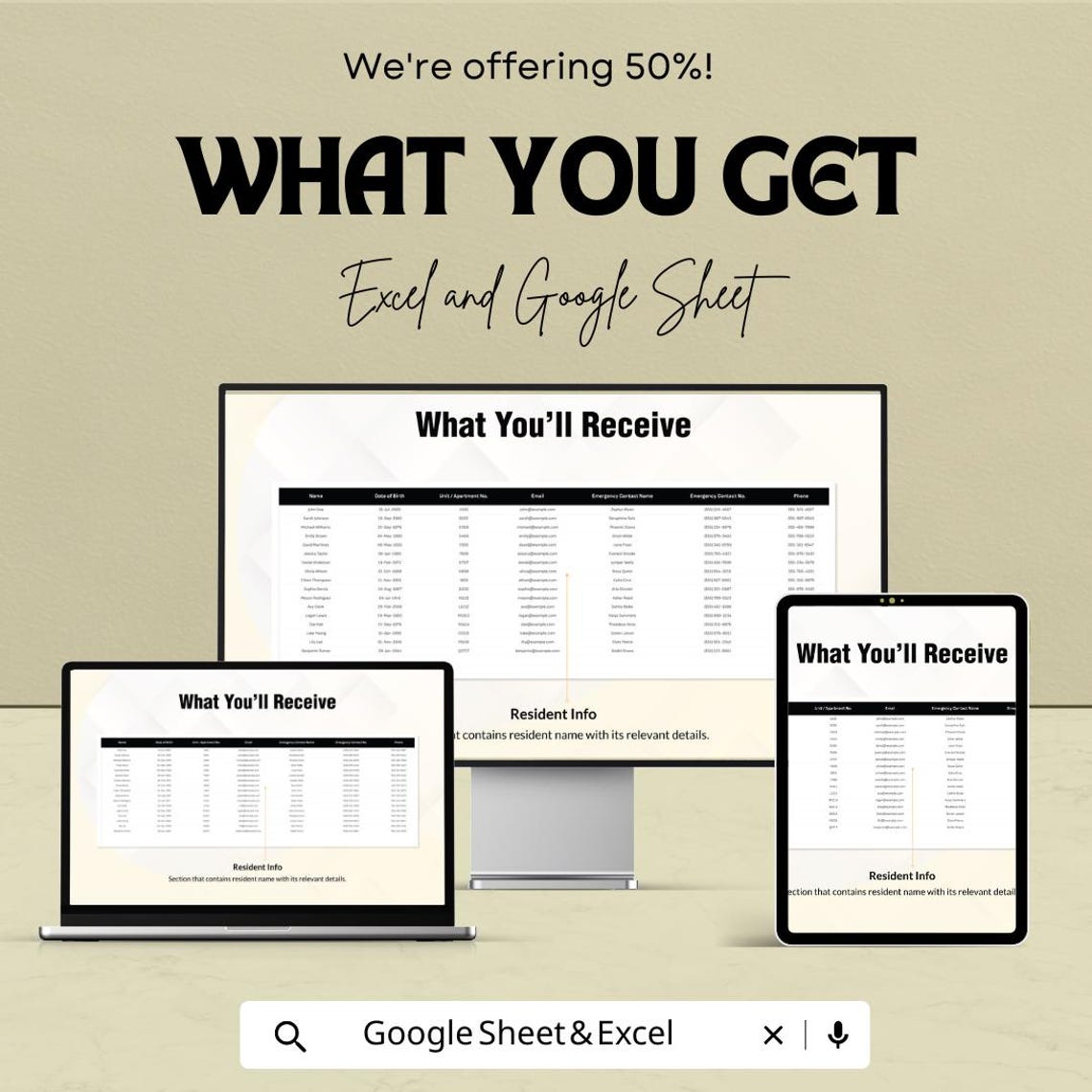 50% off - Resident Sign Out Sheet for Excel & Google Sheets | Departure ...