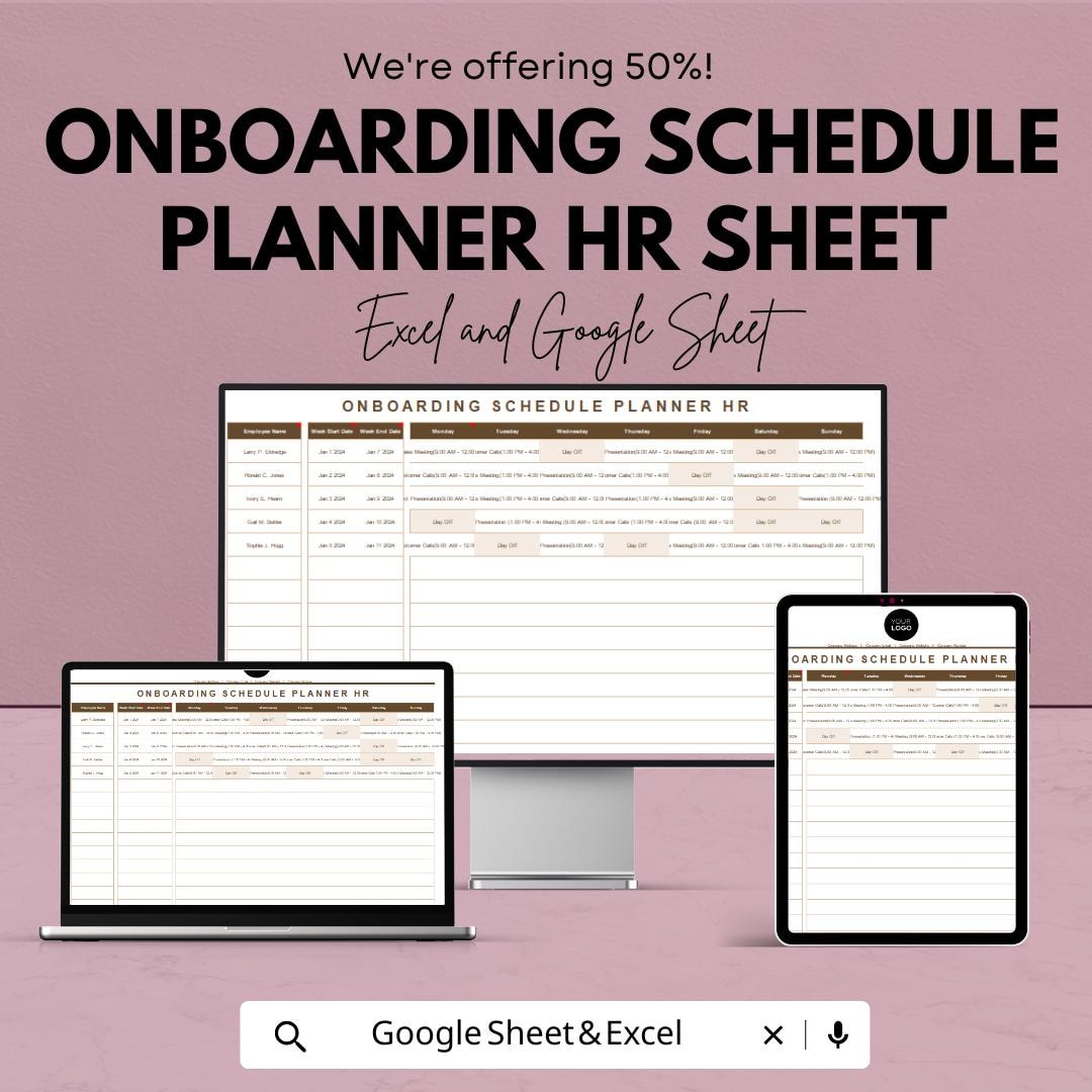 Onboarding Schedule Planner HR - Google Sheet Template - Employee ...