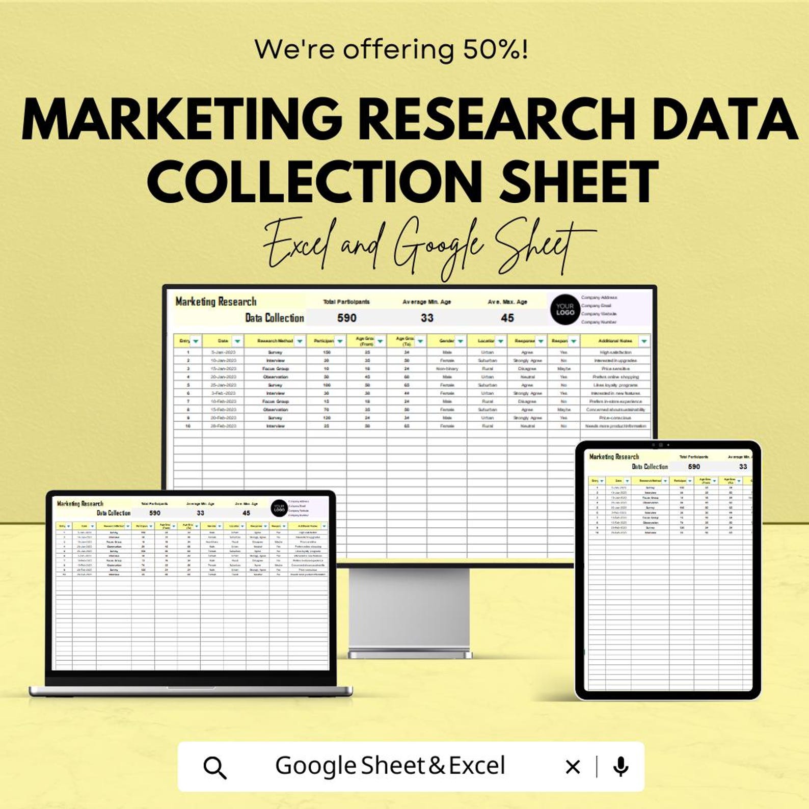 Marketing Research Data Collection Sheet | Google Sheets Template ...