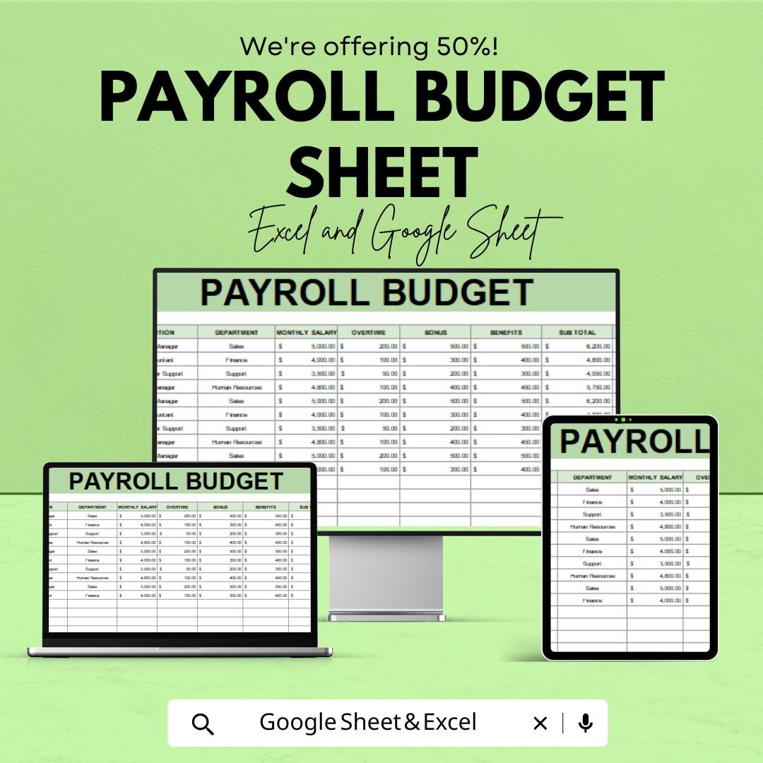 Payroll Budget Sheet – Excel & Google Sheets Template for Employee ...