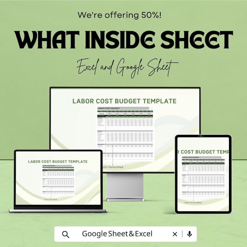 Labor Cost Budget Sheet | Excel and Google Sheets Template | Employee ...