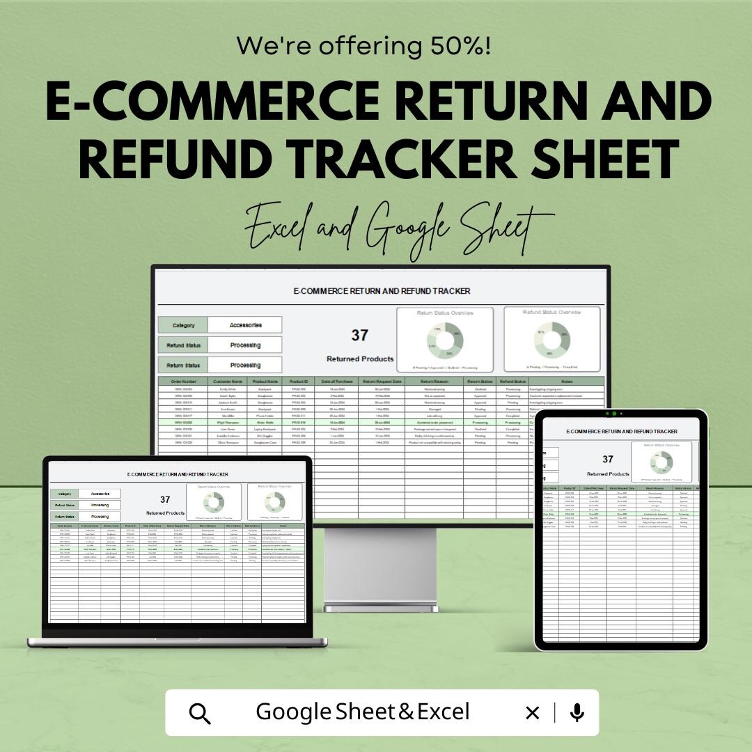 E-commerce Return and Refund Tracker Sheet – Excel & Google Sheet ...