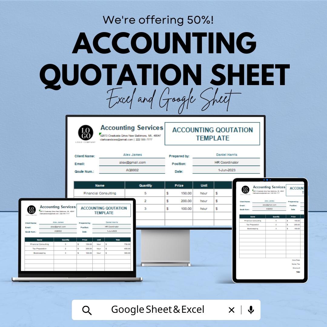 Accounting Quotation Sheet - Professional | Google Sheets Template ...