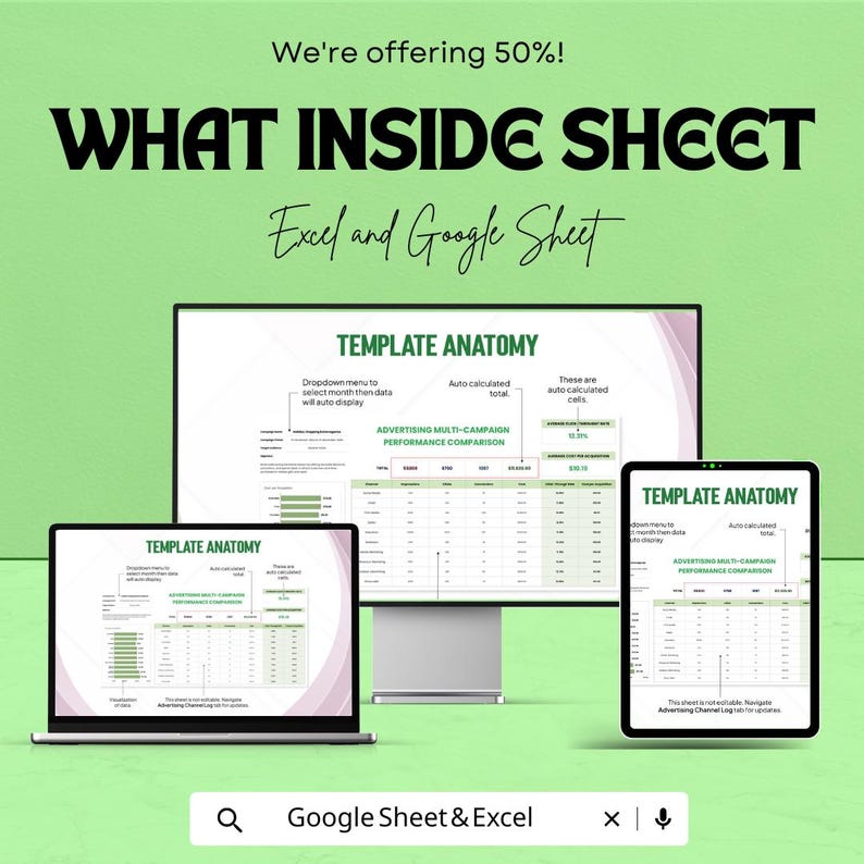 Advertising Multi-campaign Performance Comparison Template for Excel ...