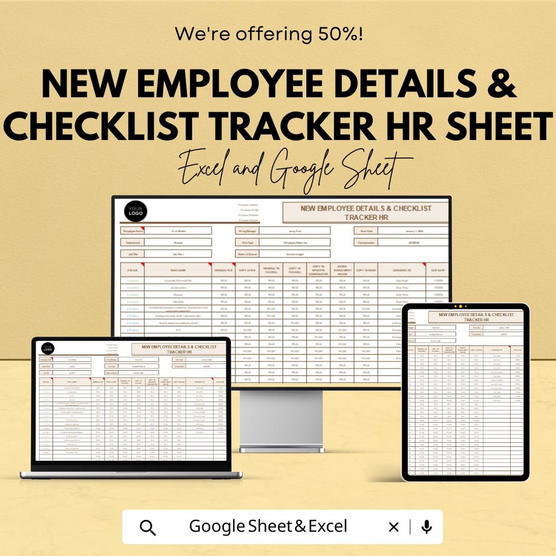 New Employee Details and Checklist Tracker | HR Management Template ...