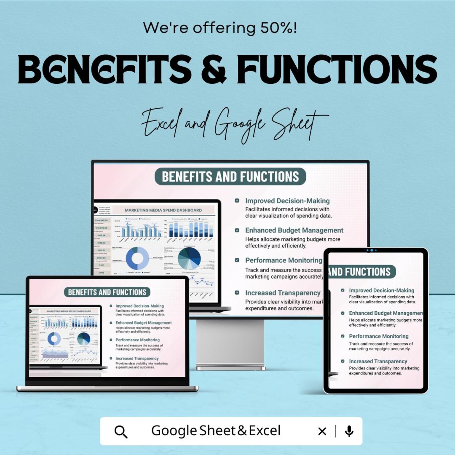 Marketing Media Spend Dashboard | Excel & Google Sheets | Marketing ...