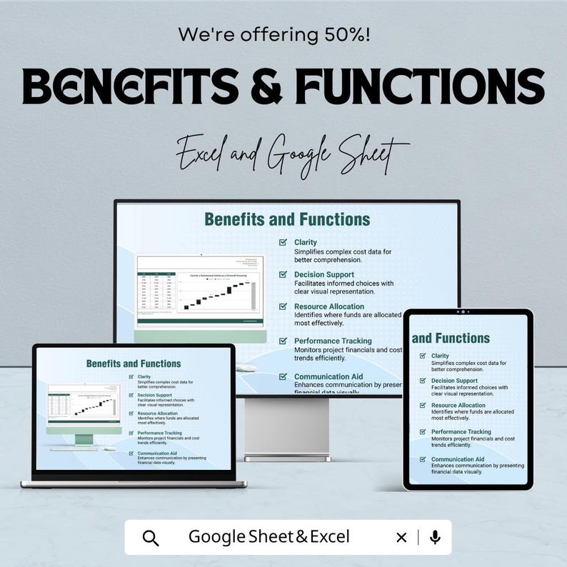 Cost Waterfall Chart Sheet | Excel & Google Sheet | Visualize Your ...