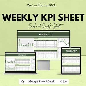Weekly KPI Tracker Sheet for Excel and Google Sheets | Performance ...