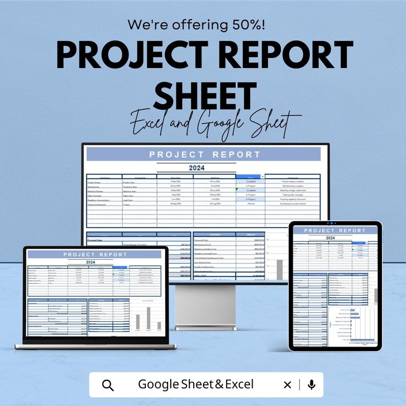 Project Report Sheet - Excel & Google Sheets Template for Project ...