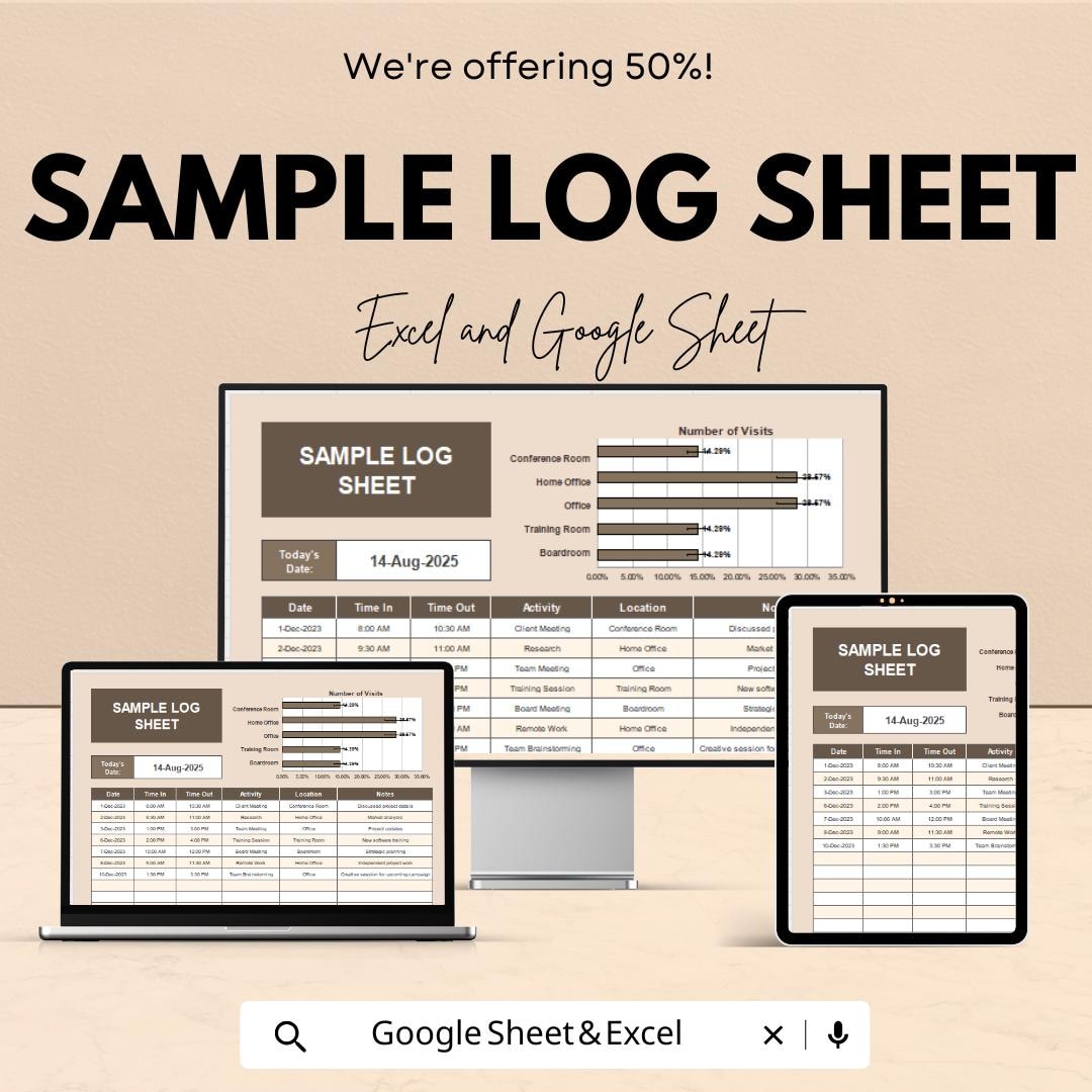 Sample Log Sheet | Excel and Google Sheets Template | Track Visits ...