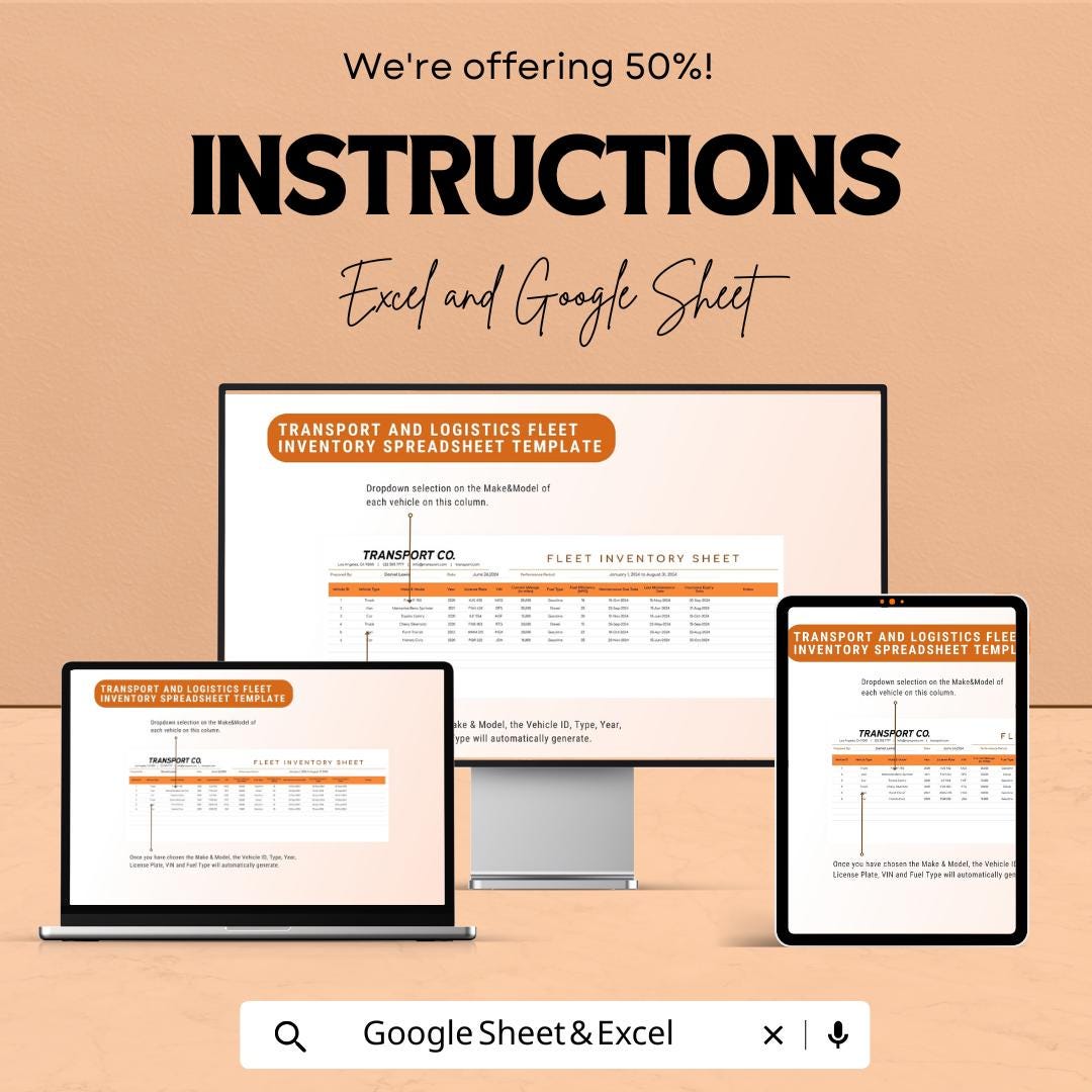 Fleet Inventory Template | Transport and Logistics Vehicle Tracker ...