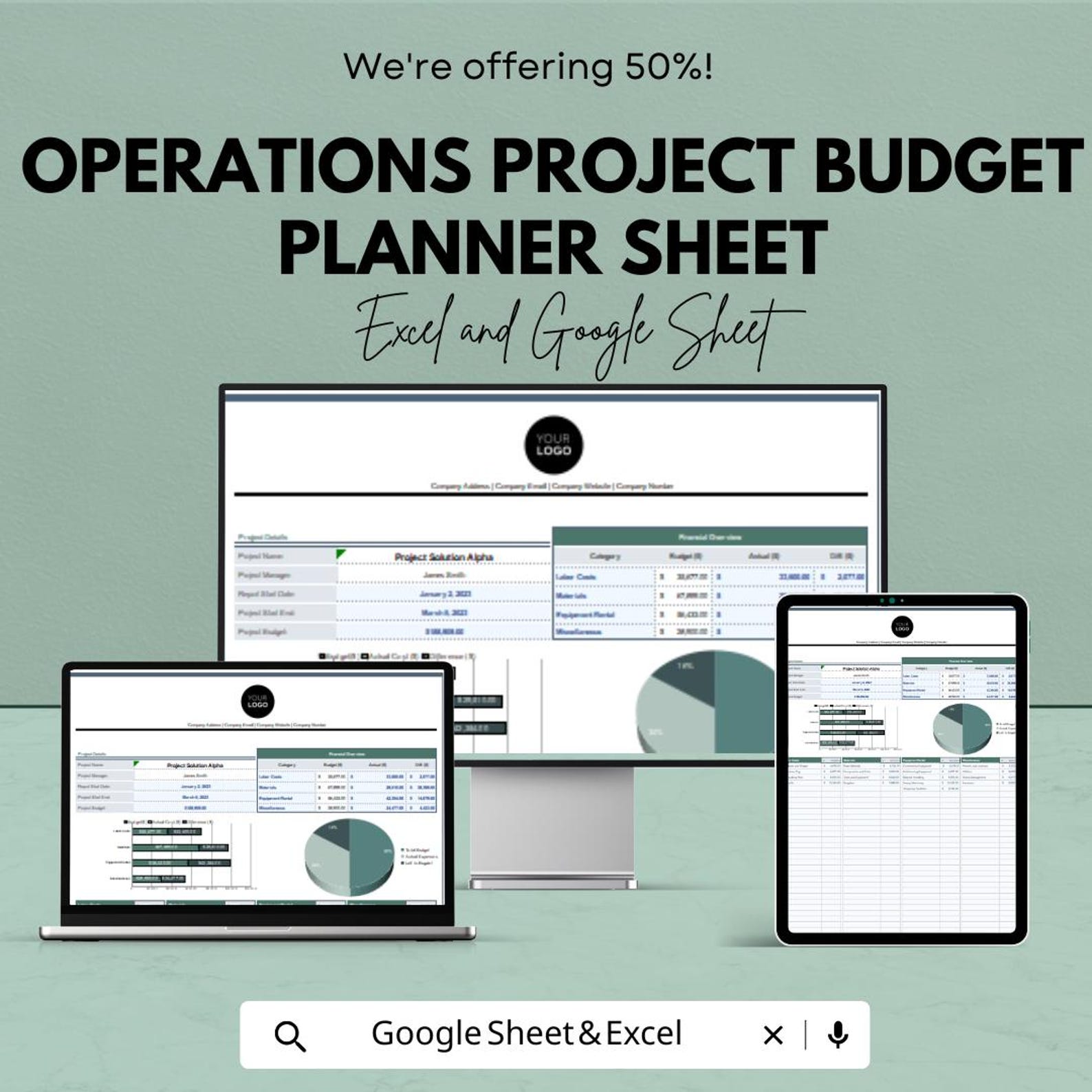 Operations Project Budget Planner - Google Sheets Template | Project ...