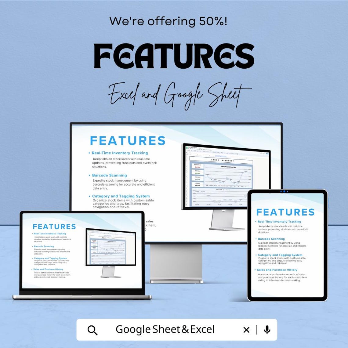 Stock Inventory Sheet for Small Business – Google Sheet – Track ...