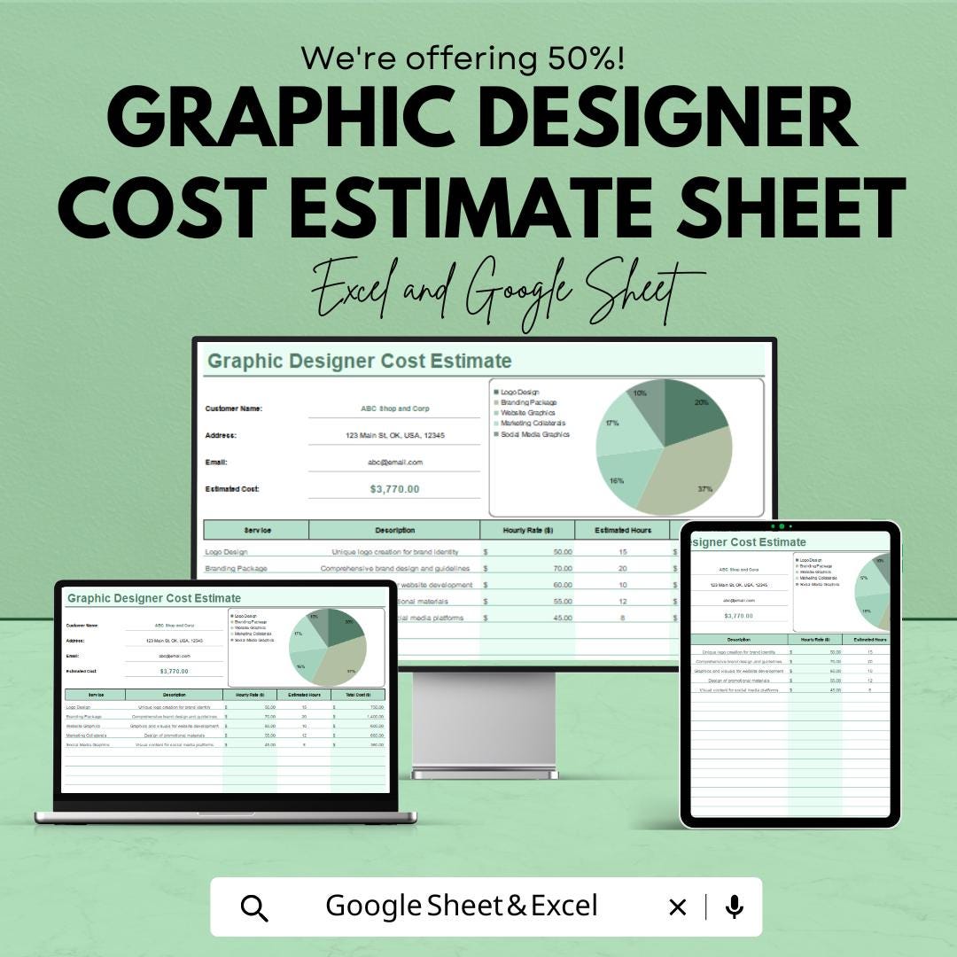 Graphic Designer Cost Estimate Sheet | Excel and Google Sheets ...