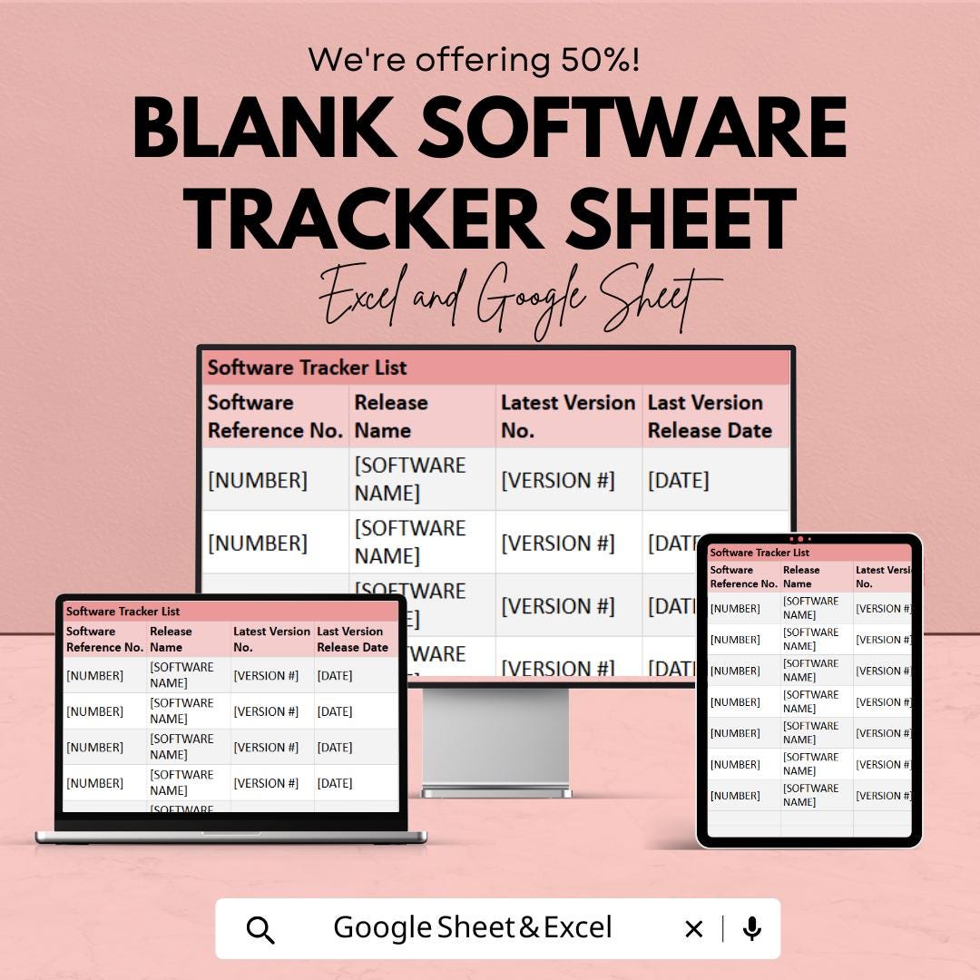 Blank Software Tracker Sheet | Excel and Google Sheets Template | Track ...