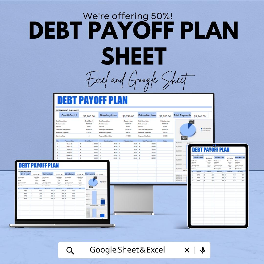 Debt Payoff Plan Template - Debt Tracker Sheet for Excel & Google ...