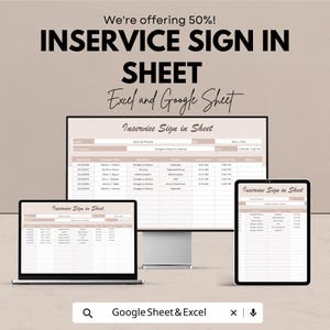 Inservice Sign in Sheet | Editable Excel and Google Sheet Template ...