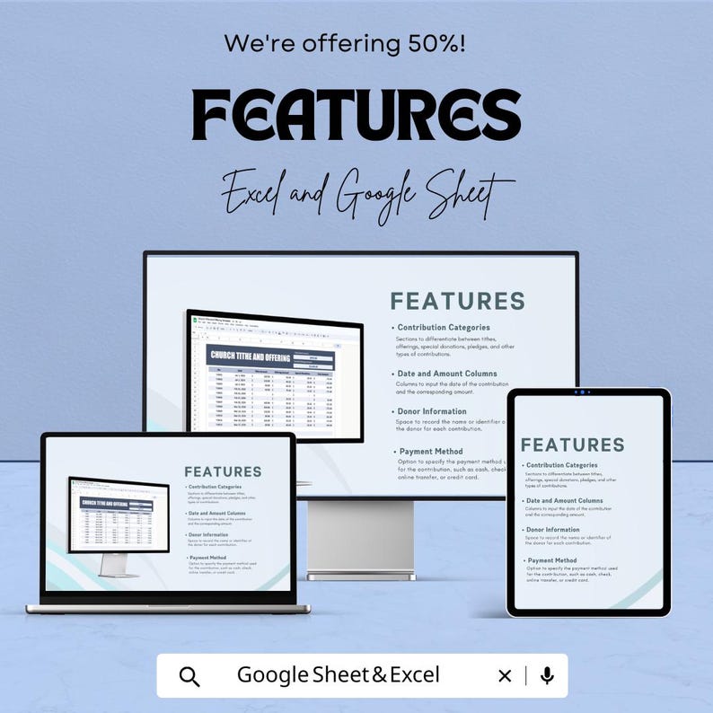 Church Tithe and Offering Sheet - Customizable Excel and Google Sheet ...
