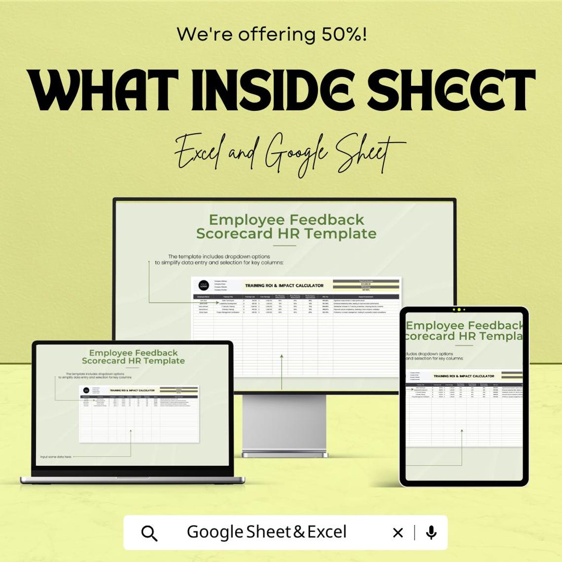 Employee Feedback Scorecard HR Sheet | Excel & Google Sheet Template ...