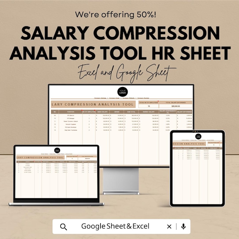Salary Compression Analysis Tool | HR Salary Equity Excel & Google ...
