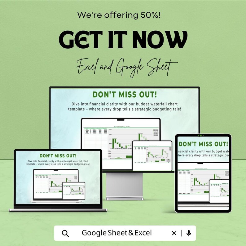 Budget Waterfall Chart Template | Excel & Google Sheets Budget Tracker ...