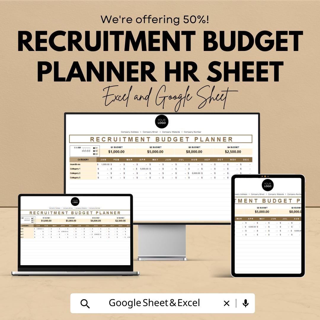Recruitment Budget Planner HR Sheet | Excel & Google Sheets Template ...