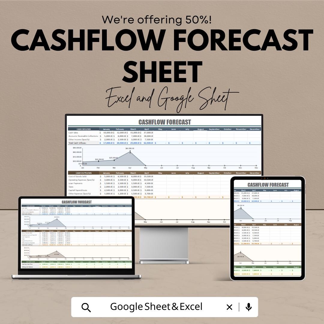 Cashflow Forecast Sheet - Excel and Google Sheet | Financial Planning ...