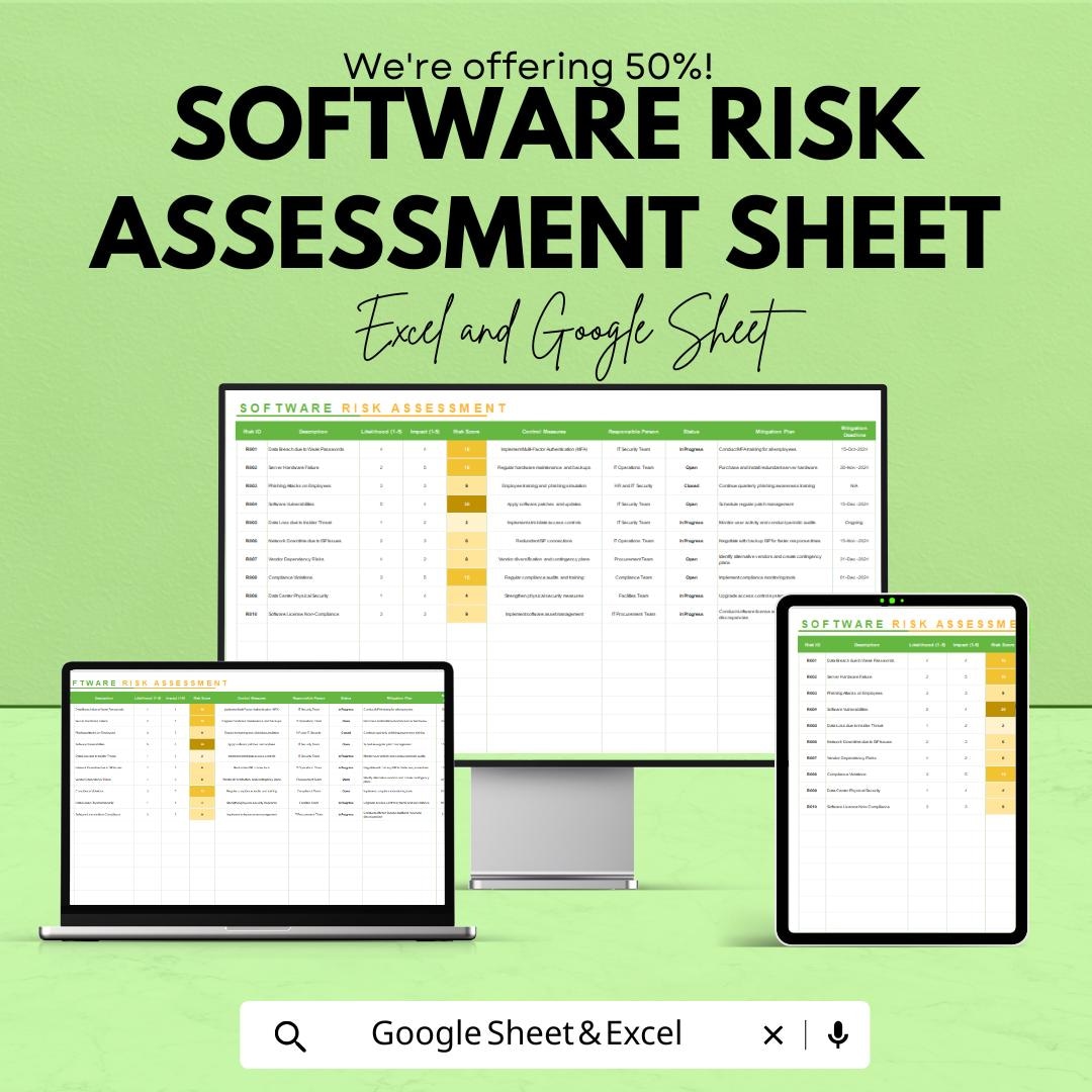 Software Risk Assessment Sheet - Excel & Google Sheet Template for ...