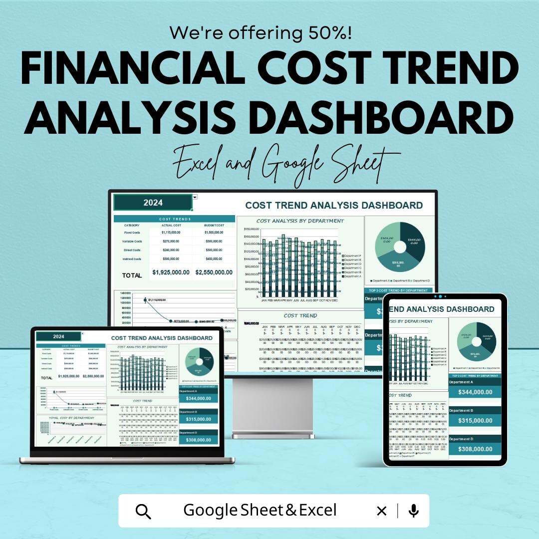 Financial Cost Trend Analysis Dashboard | Google Sheets for Business ...