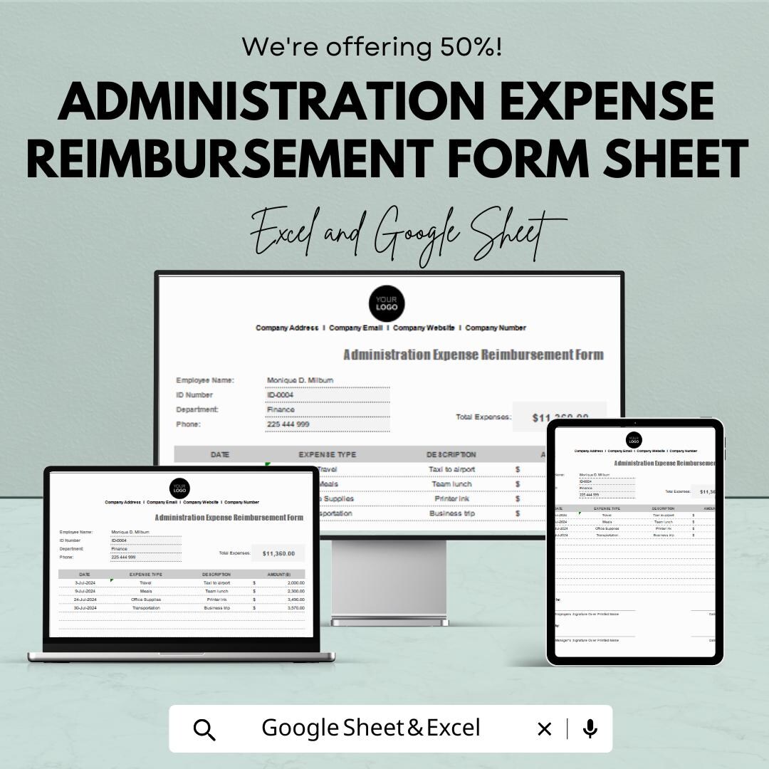 Administration Expense Reimbursement Form Sheet – Excel & Google Sheets ...