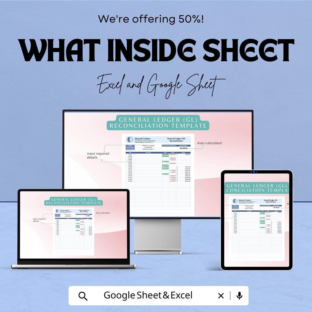 General Ledger (GL) Reconciliation Template | Excel & Google Sheets ...