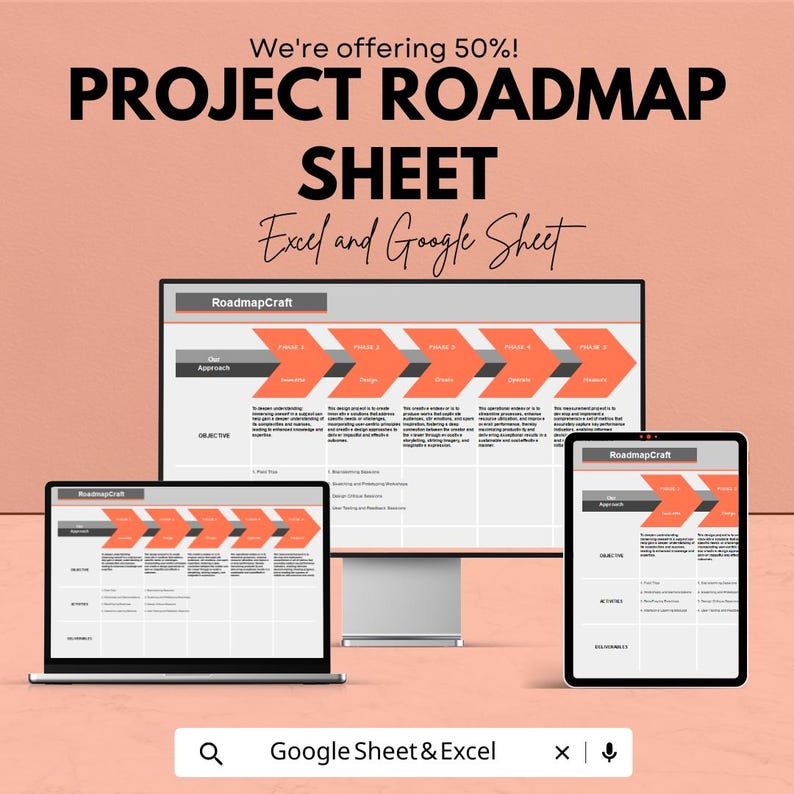 Project Roadmap Template – Editable Excel and Google Sheet | Timeline ...