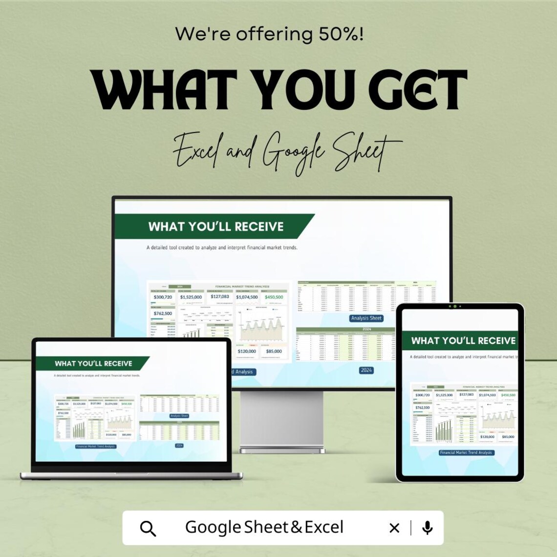 Financial Market Trend Analysis Sheet | Excel & Google Sheets | Market ...