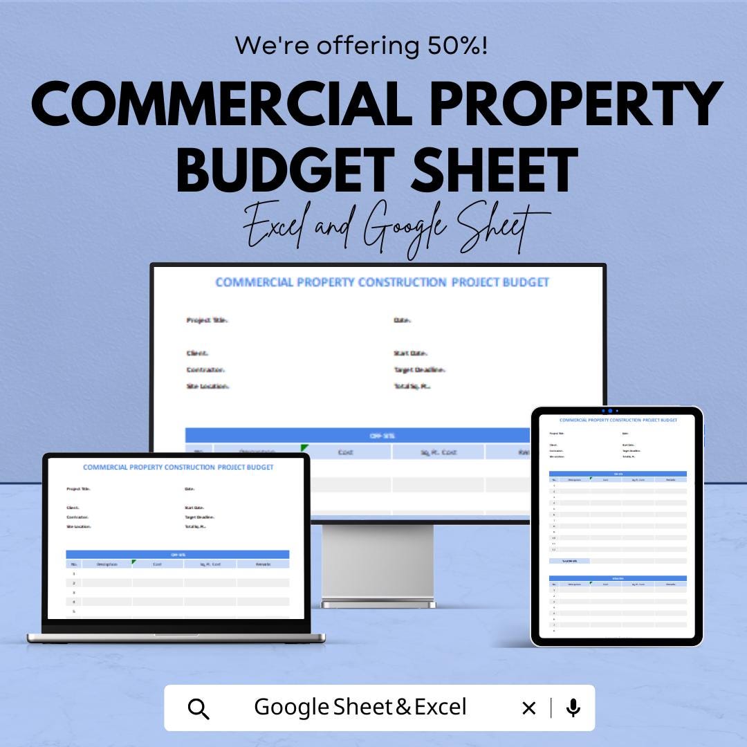 Commercial Property Budget Sheet - Excel & Google Sheet Template ...