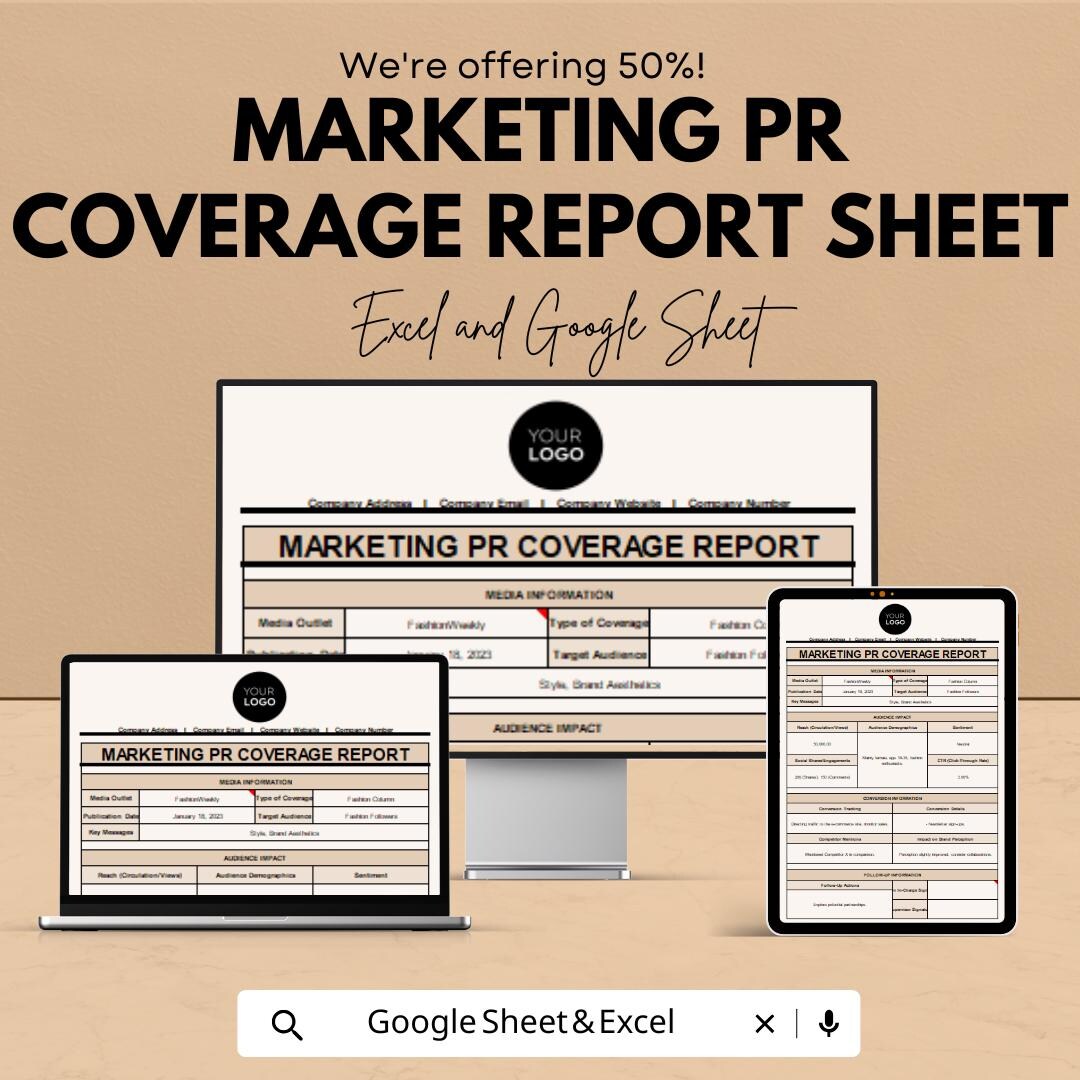 Marketing PR Coverage Report Sheet - Excel & Google Sheets Template ...