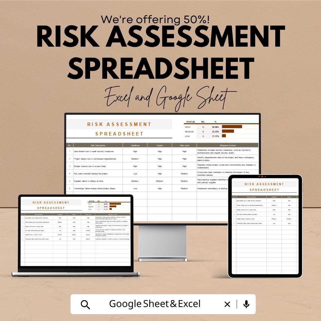 Risk Assessment Spreadsheet - Excel & Google Sheet Template for Risk ...