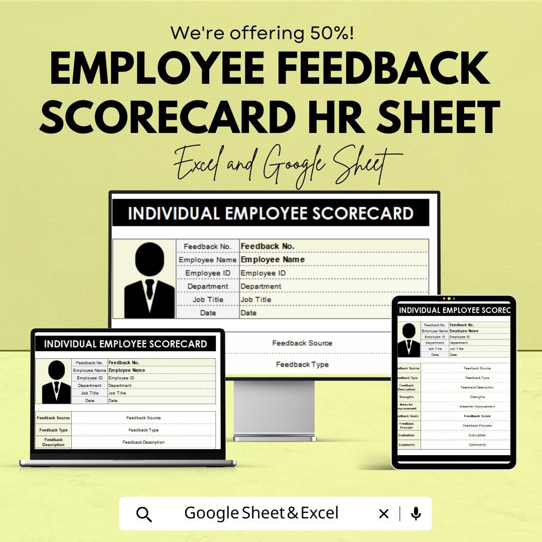 Employee Feedback Scorecard HR Sheet | Excel & Google Sheet Template ...