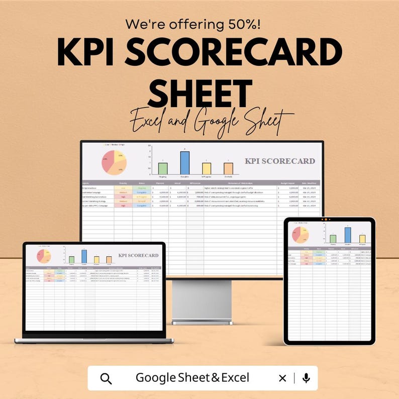 KPI Scorecard Sheet | Excel & Google Sheets Template | Track Key ...