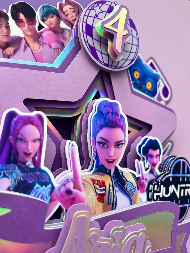 KPOP Demon Hunters Huntrix Cake Topper: Custom Name Birthday Party ...