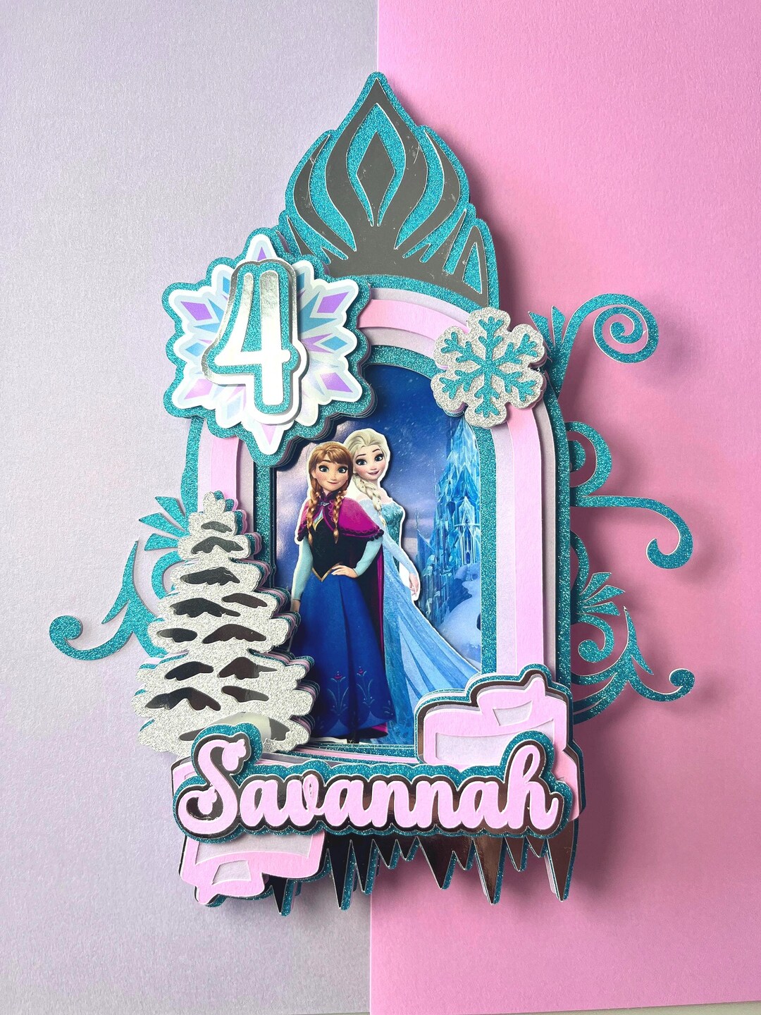 Personalized Frozen Anna Elsa Birthday Cake Topper: Custom Cardstock ...