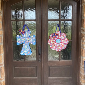 Colorful Flower Door Hanger, Flower Door Hanger, Summer Door Hanger, - Etsy